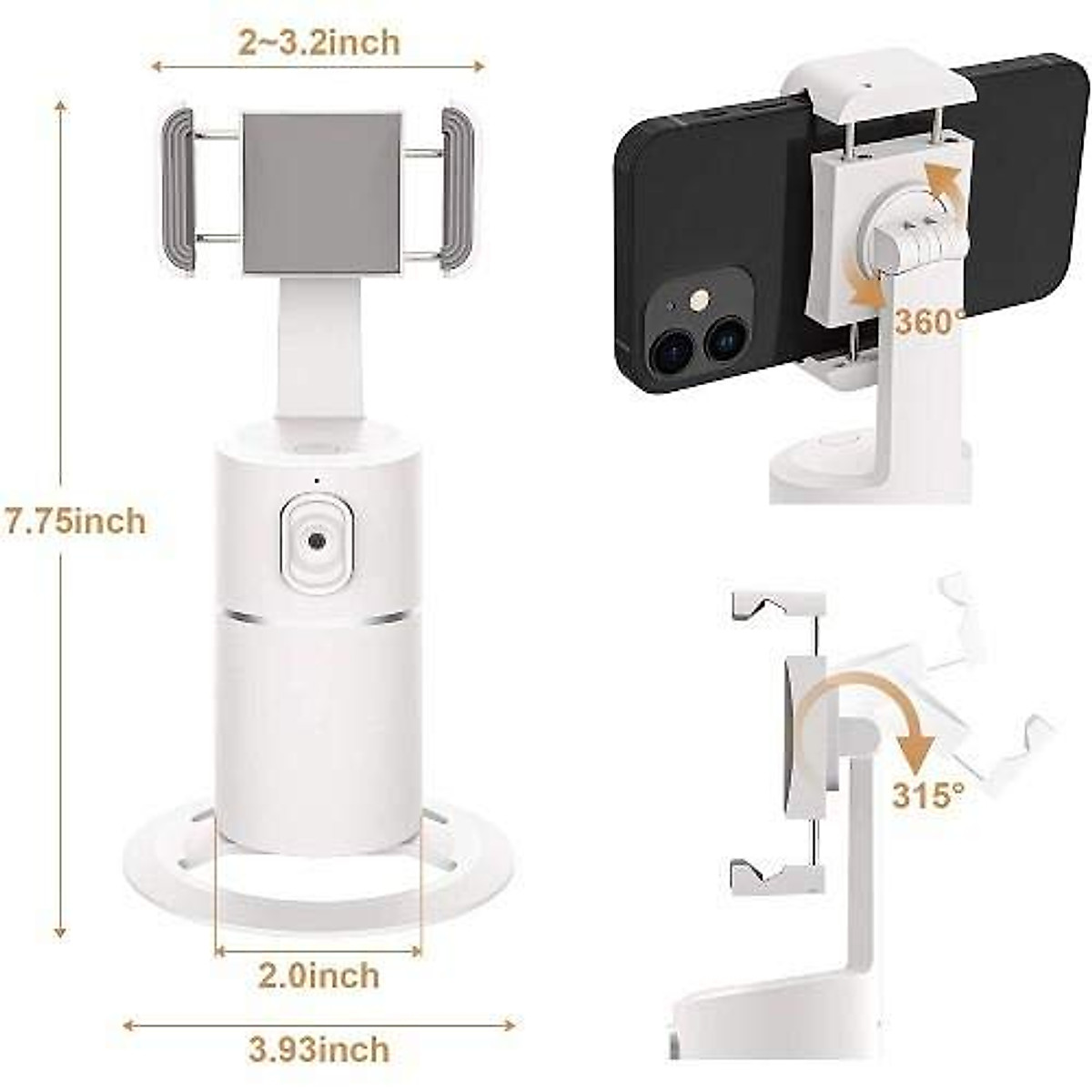 BoxWave Stand and Mount Compatible with Energizer E10+ (Stand and Mount by BoxWave) - PivotTrack360 Selfie Stand, Facial Tracking Pivot Stand Mount for Energizer E10+ - Winter White