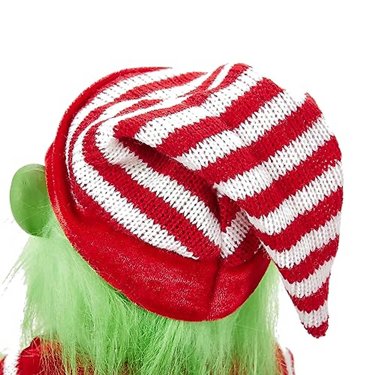TRURENDI Christmas Doll, 10'' Green Furry Monster Latex Doll with Cute Xmas Clothes, Christmas Doll Gifts Xmas Decor (Red Stripes, 28 * 20 * 20 cm)