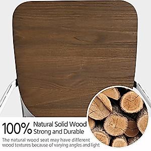 Yaheetech Set of 4 Metal Dining Chairs with Wood Seat Metal Side Chairs Kitchen Chairs with Back Bistro Café Trattoria Kitchen, Distressed White