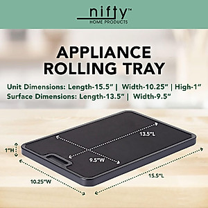 Nifty Medium Appliance Rolling Tray – Black, Home Kitchen Counter Organizer, Integrated Rolling System, Non-Slip Pad Top for Coffee Maker, Stand Mixer, Blender, Toaster