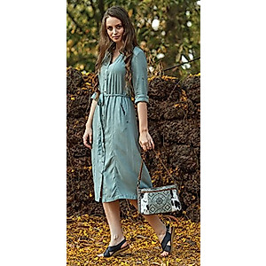 Myra Bag Dual Strap Cowhide & Upcycled Canvas Bag S-1149, Brown, One Size