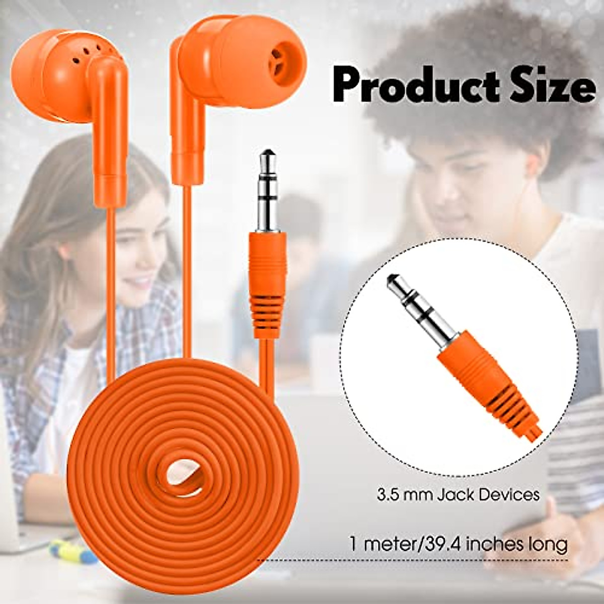 Yunsailing 80 Packs Multi Colored Bulk Earbuds for Classroom Individually Wrapped 3.5 mm in Ear Earphones with Wire for Android MP3 Students Adult Schools Hospitals Hotels Library Museums Gift