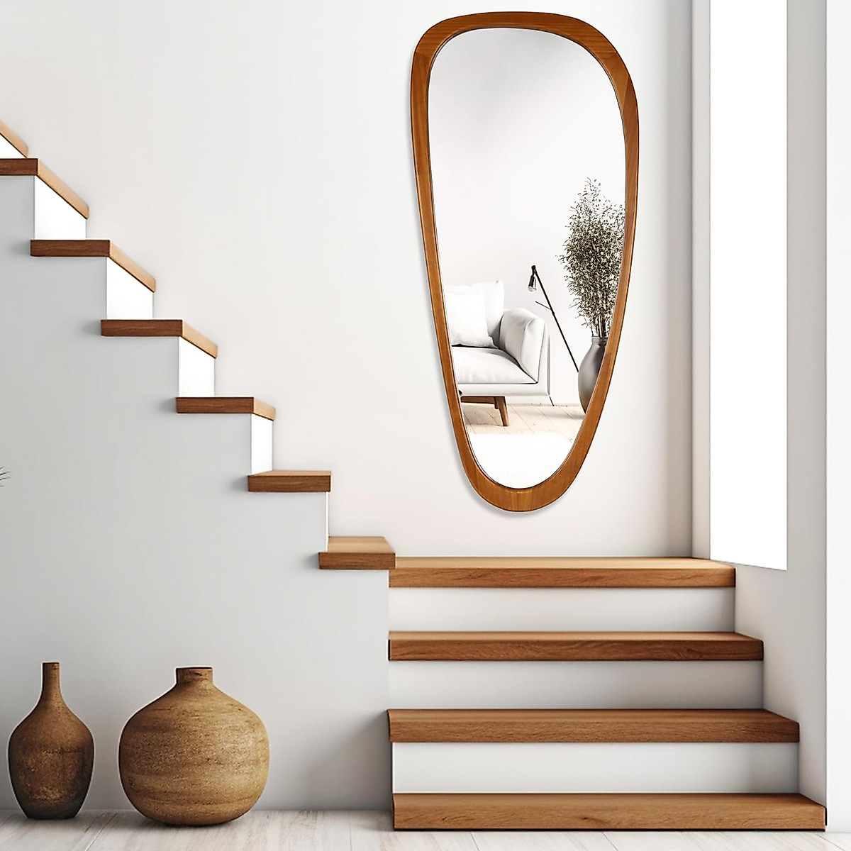 WallBeyond Asymmetrical Mirror, Irregular Mirror Full Length, Boho Wall Mirrors Decorative for Bedroom Living Room Entryway Hall, Mid Century Modern Decor 48" H x 22" W