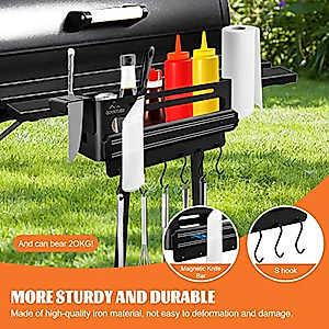 Qoyntuer Griddle Caddy for 28"/36" Blackstone Griddles/Prep Cart Accessories, Grill Caddy Space Saving BBQ Accessories Storage Box with Magnetic Tool Holder/Paper Tower/Knife Shelf/6 S-Hooks
