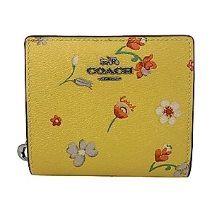 COACH Snap Wallet in Mystical Floral Print Yellow Style No C8703