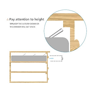 KAKUNM Flatware Drawer Organizer Expandable Adjustable Utensils Silverware Tray for Drawer, Spoon Knife and Fork Partition Storage,Large, Gray