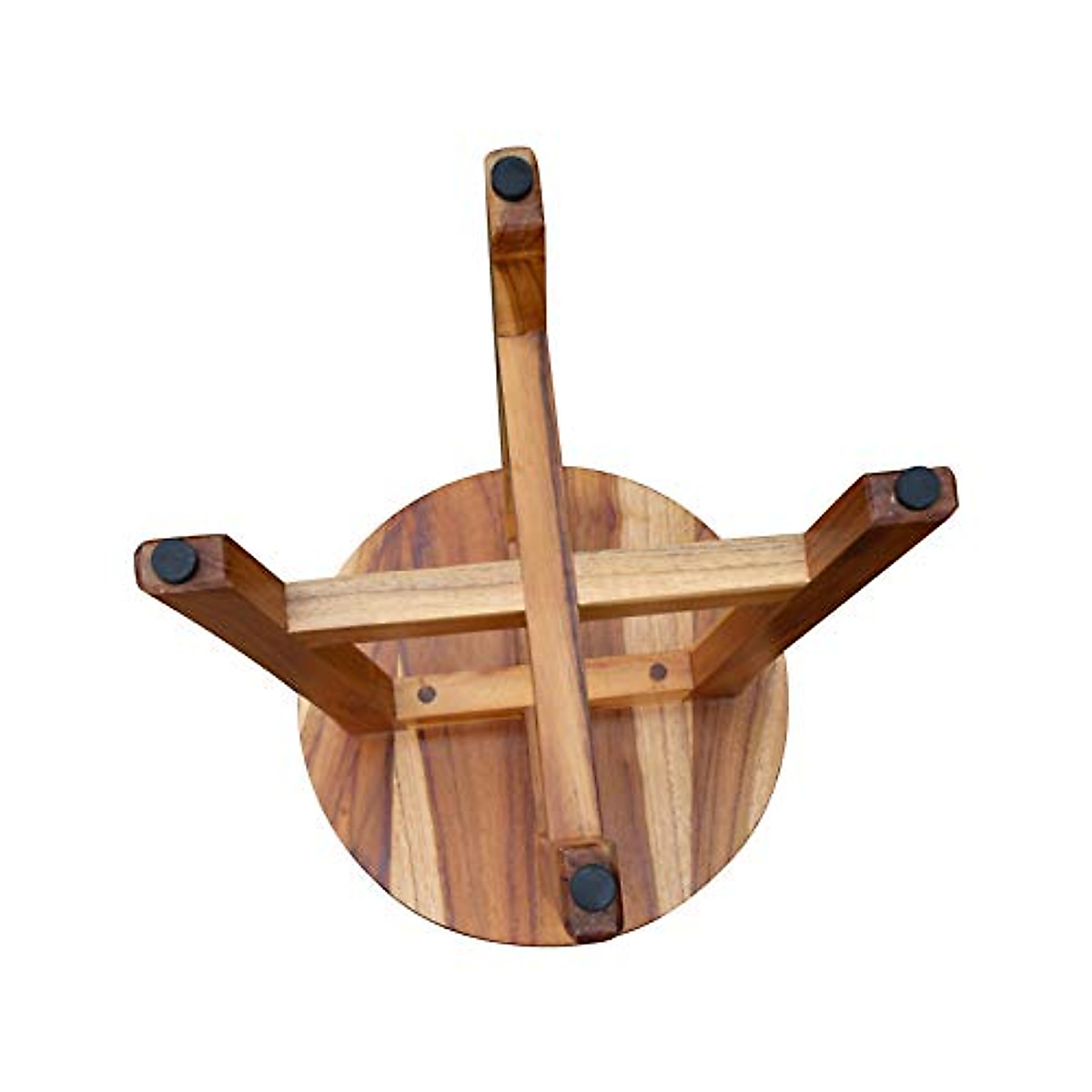 EcoDecors Shoji Teak Shower Stool 18" High Solid Teak Wood Shower Stool with 12" Round Seat Fully Assembled Shower Stool in Earthy Teak Finish