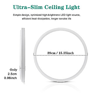 Unicozin 15.4 Inch Flush Mount Ceiling Light 32W, 3 Color Temperatures Selectable (3000K/4000K/6000K), 3200LM Ceiling Lamp White Shell, Round Flat Panel Light Surface Mount for Kitchen Bedroom, 1 Pack