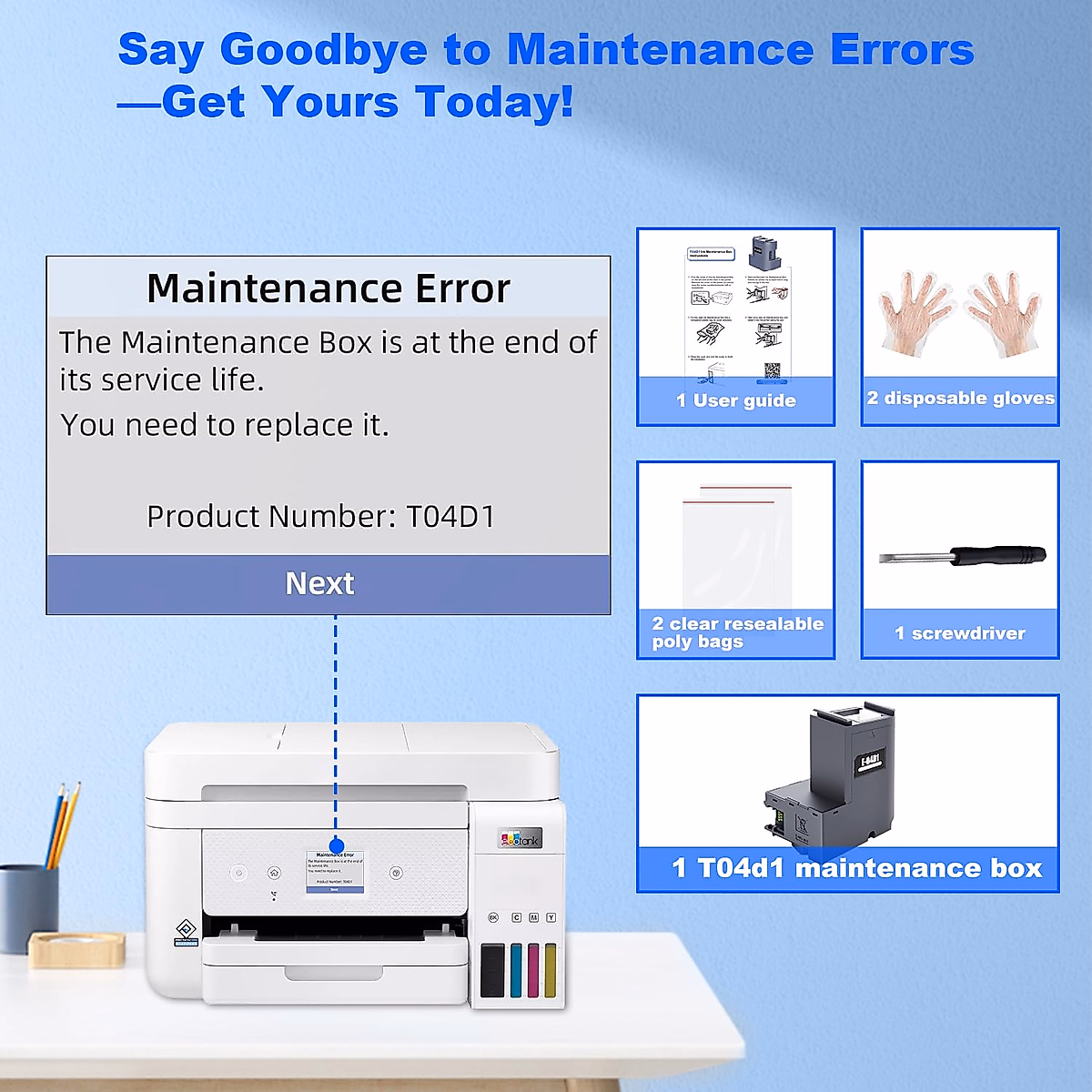 T04D1 Ink Maintenance Box for ET-15000 ET-3750 ET-3760 WF-2860 ET-4760 ET-3850 ET-4850 XP-5100 Printers（TO4D1/ EP-04D1/ TO4D100/ EWMB2/ 04D1 Waste Ink Tank）