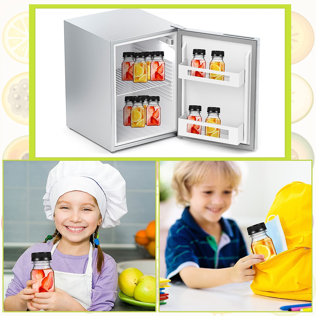 120 Pcs 4 oz Mini Plastic Juice Bottles with Leak Proof Caps Reusable Drink Beverage Containers with Lids Empty Clear Fridge Bottles Bulk for Juice Milk Smoothie Drinking Beverage for Home or Take out