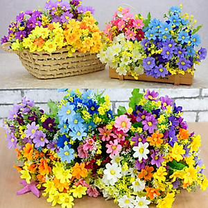 YEYSXSY Artificial Flowers Indoor Faux Silk Daisy Fake Flowers Greenery Shrubs Outdoor Plants for Hanging Planter Home Garden Wedding Porch Window Decorating 6Pcs