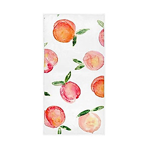 ZZAEO Watercolor Peach Towel Cute Fruit Hand Towel, 30 x 15 inch Thin Lightweight Soft Fingertip Towel for Home Bathroom Theme Decor