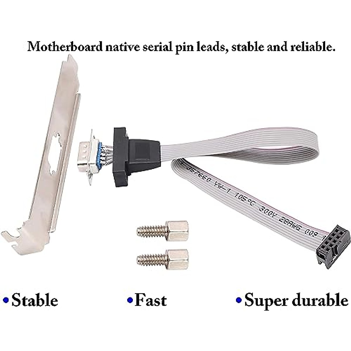 zdyCGTime 1Port DB9 RS232Serial Port Bracket to 10 pin HeaderRibbon Cable Connector Adapter, DB9 Serial Male to 10P Motherboard Header Panel Mount Cable Serial Port Bracket (12in 4Pcs) (1 Port)