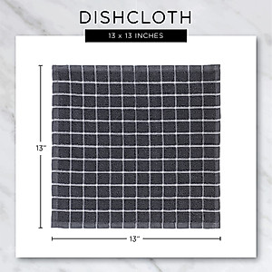 DII Tri-Color Check Collection Kitchen, Scrubber Dishcloth, Stone, 6 Piece