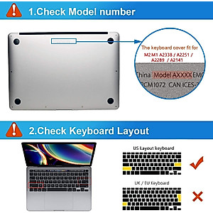EooCoo Keyboard Cover Ultra Thin Compatible with MacBook Pro 13 inch 2024-2020 M2 M1 A2338 A2289 A2251 & MacBook Pro 16 inch A2141 2019 Release with Touch Bar & Retina Display, Clear