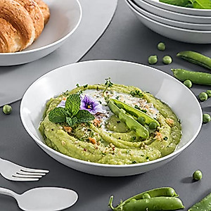 MALACASA Pasta Bowls, 40oz Large White Serving Bowls Porcelain Salad Bowls Set of 6 Soup Bowls for Kitchen Ceramic Wide Shallow Pasta Bowls Pasta Plates Microwave and Dishwasher Safe