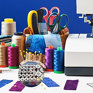 42 Slot Sewing Thread Blue Storage Box Bobbin Needle Spool Holder Organizer Embroidery Household DIY Sewing Accessories, Contain 2 Size Spool 30 pcs 0.5(D) x 2.4(H) in + 12 pcs 1(D) x 2.4(H) in