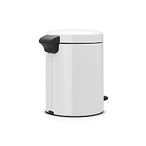 Brabantia New Icon Step On Soft Closing Kitchen Garbage/Trash Can, 1.3 Gal, White