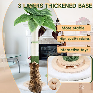 COUNER Cat Scratching Post for Indoor Cats Adults-39.4'' Tall Cat Scratcher with Nature Sisal Rope,Cat Toy Interactive Ball Self Groomer,Large Scratching Post for for All Cats Protect Your Furniture