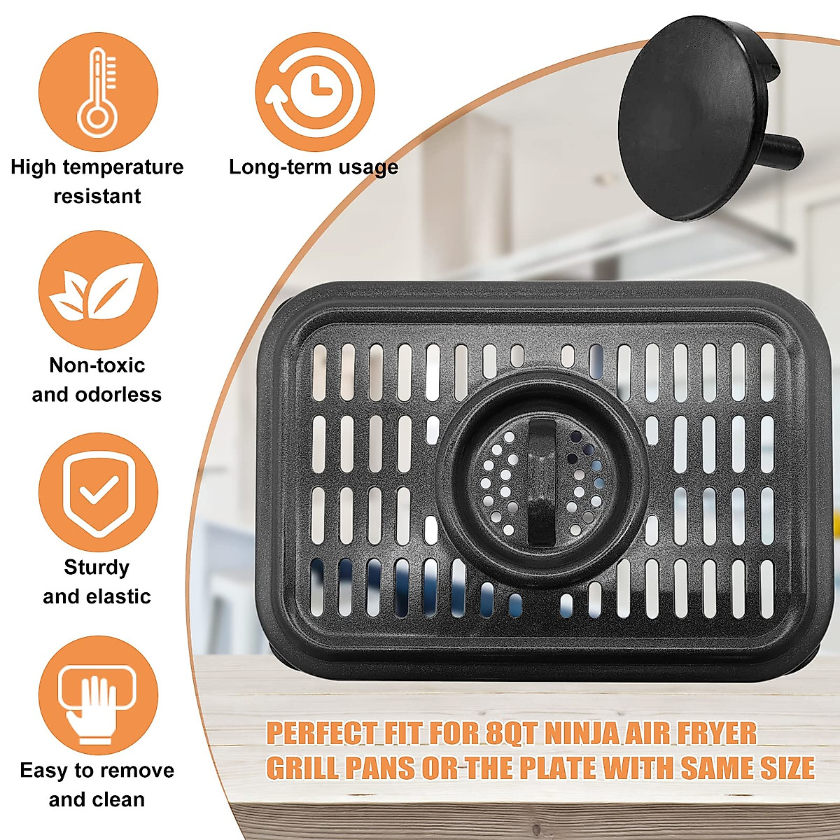 Air Fryer Rubber Bumpers for Ninja Foodi Airy Fryer, 8 PCS Food Grade Air Fryer Replacement Parts Silicone Feet Tabs Tips Accessories for Ninja Foodi DZ201 DZ090 DZ100 DZ401 DZ550 DualZone Air Fryer