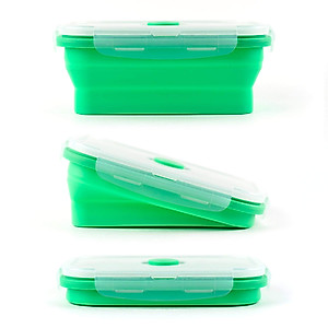 Vremi Silicone Food Storage Containers with BPA Free Airtight Plastic Lids - Set of 4 Small and Large Collapsible Meal Prep Container for Kitchen Lunch Boxes - Microwave and Freezer Safe