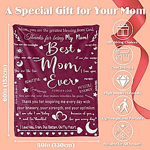 Xinvery Gifts for Mom Blanket,to My Mom Blanket from Daughter Son Birthday Gifts for Mom Best Mom Ever Blanket Mothers Day Throw Blanket 50"X60" Merlot Red