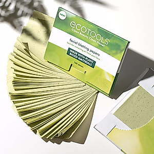 EcoTools Natural Oil Absorbing Facial Blotting Papers, Plant-Based Materials, Makeup Friendly, Removes Excess Oil, Travel Sized, Easy To Use, Perfect For Oily & Shiny Skin, 200 Sheet Count