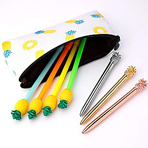 KXCOFTXI Set of 8 Pineapple Pens Ballpoint Pens, Pineapple Pencil Case Kit, Ballpoint Pens with Pineapple Pencil Pouch Bags, Pineapple Pencil Case for Office School (8 Pieces)