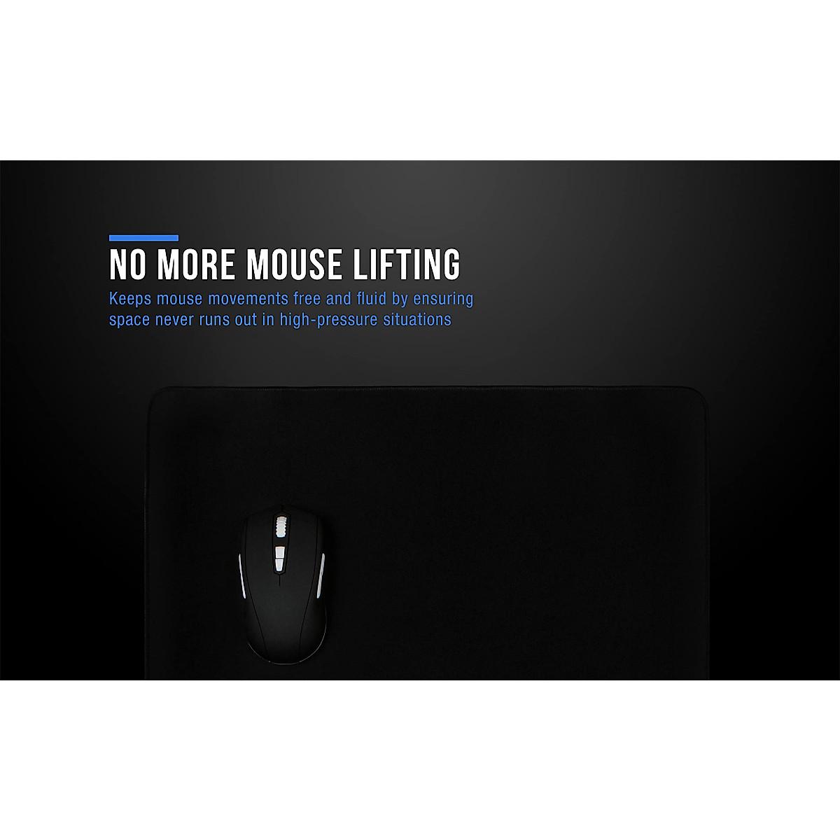 SubZERO Gaming TYKA Soft Gaming Mouse Pad, Large, Stitched Edges, 18"x16" (Black)