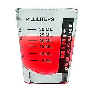 Kolder Mini Measure Heavy Glass, 20-Incremental Measurements Multi-Purpose Liquid and Dry Measuring Shot Glass, Black