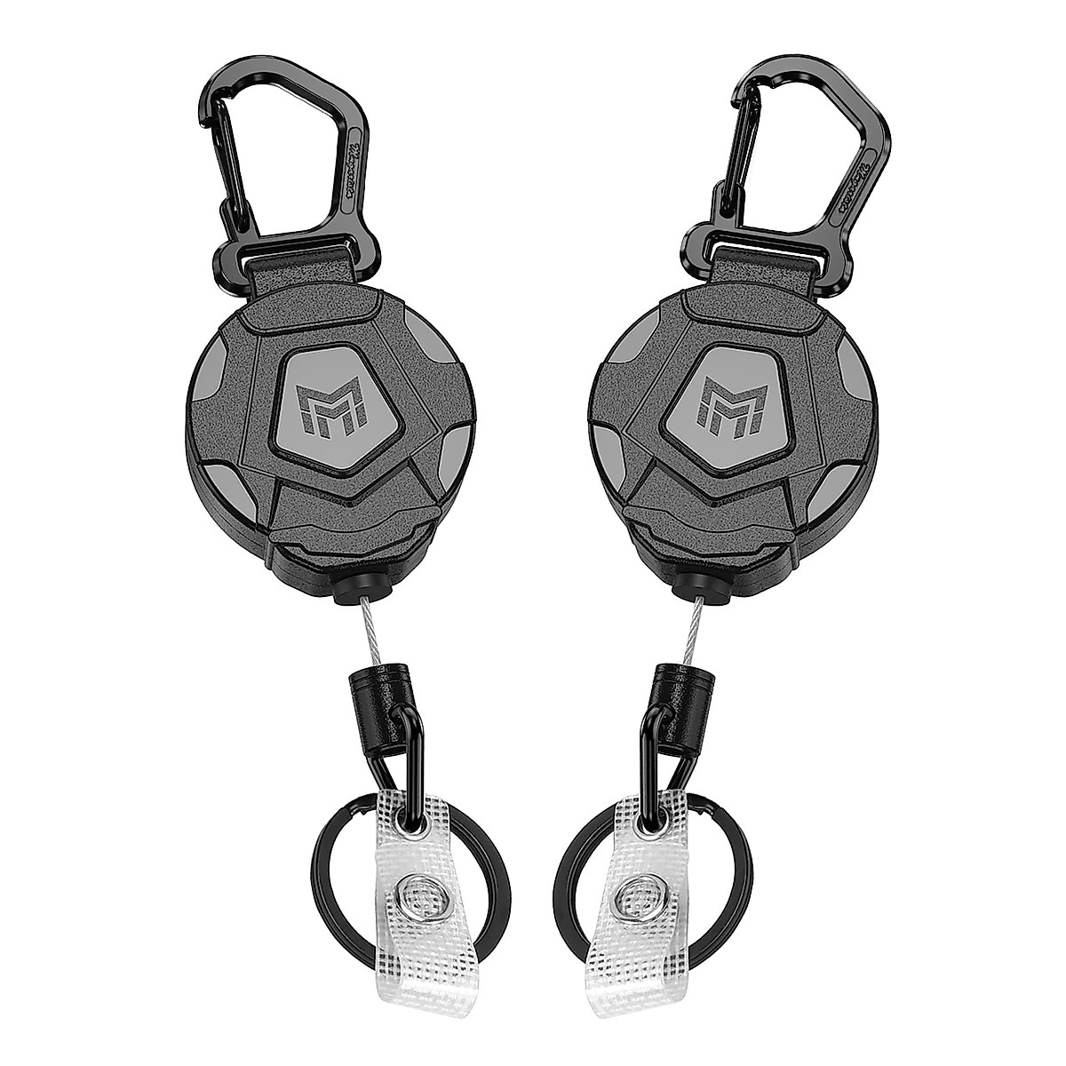 MNGARISTA 2-Pack Retractable Keychain, Heavy Duty Carabiner Badge Holder, Tactical ID Badge Reel with 31.5” Steel Retractable Cord, 8.0 oz