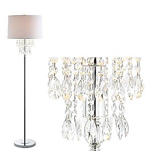 JONATHAN Y JYL2034A Abigail 61" Crystal/Metal LED Floor Lamp Contemporary,Transitional,Traditional,Glam for Bedrooms, Living Room, Office, Reading, Clear/Chrome