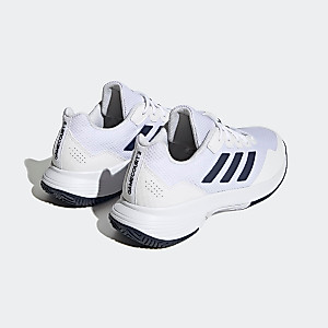 adidas Men's GameCourt 2 Tennis Shoe, White/Team Navy Blue/White, 10.5