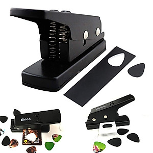Elrido Guitar Picks Maker DIY Guitar Pick Punch Cutter with Leather Key Chain Pick Holder and 2 Pick Strips Sheet, Guitar Picks Making Tool Puncher Plectrum Punch Perfectly Every Time (1mm, Black)