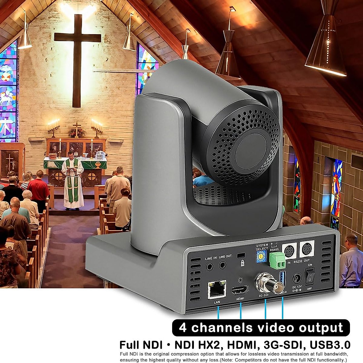 Prisual Full NDI Camera 20X Optical Zoom Live Streaming Auto Tracking Camera with HDMI/3G-SDI/USB/NDI 60fps Video Output for Video Production (Embed Latest Newtek NDI SDK)