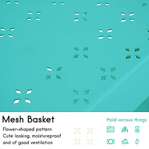 JAKAGO 4-Tier Utility Rolling Storage Cart Slim Mobile Shelves on Wheels Multi-Function Trolley with Mesh Basket Storage Organizer Rack for Kitchen Pantry Bathroom Laundry (Teal)