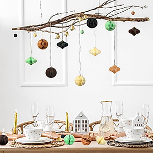 TecUnite 50 Pcs Glitter Christmas Party Decorations 3D Mini Glitter Edge Paper Honeycomb Ornament Honeycomb Tissue Hanging Ornament for Xmas Tree Decoration Wedding Birthday Party(Classic)