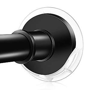 Shower Curtain Rod Holders for Wall – Kitosun Adhesive Tension Rod Retainer 3/5 Deep Support Brackets with Tape for No Drilling Quick Mount and Screws for Permanent Installation (2pairs, Clear)