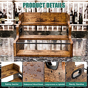 KLM Liquor Bottle Display Shelf, Coffee Syrup Rack Organizer, 3 Step Countertop Liquor Wine Rack, mini bar,liquor cabinet, Home Retro Bar Shelf Stand for Liquor Whiskey, Spirits