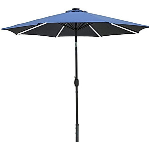 Outdoor Garden Parasols 2.7M Garden Parasol Umbrella 360-Degree LED Market Patio Umbrella with 8 LED Solar Lights Outdoor Patio Beach Sun Shade,Without Parasol Base