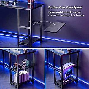 GreenForest L Shaped Gaming Desk with Monitor Stand 66 inch Large Corner Computer Desk with Storage Shelves for Home Office Pc Workstation Writing Desk,Black