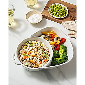 LE TAUCI Chip and Dip Bowls, Anti-Soggy Cereal Bowl, Soup and Side/Cracker Bowls Sets for Breakfast, Soup and Sandwich, Bread Dipping Bowls, Set of 2, White