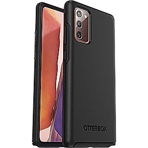OtterBox Galaxy Note20 5G Symmetry Series Case - BLACK, ultra-sleek, wireless charging compatible, raised edges protect camera & screen
