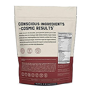 Live Conscious Organic Pea Protein Powder - Cosmic Cacao Chocolate Flavor | Low-carb Plant-Based Vegan Protein Blend - Pea, Brown Rice, Pumpkin, Sacha Inchi | 20 Servings, 17 oz