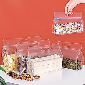 Reusable Airtight Food Storage Bags - large capacity,Great for Dry Food Storage Cookies,Candy,Coffee, Tea, Cereal,Flour & Sugar - Resealable Clear Party Favor Treat Bags Pouches -Standable 10pcs