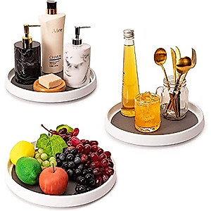 Rarapop 3 Pack Non Skid Lazy Susan Turntable Display Stand, 12-Inch Rotating Spice Rack Spinning Organizer for Cabinet, Pantry, Refrigerator, Countertop