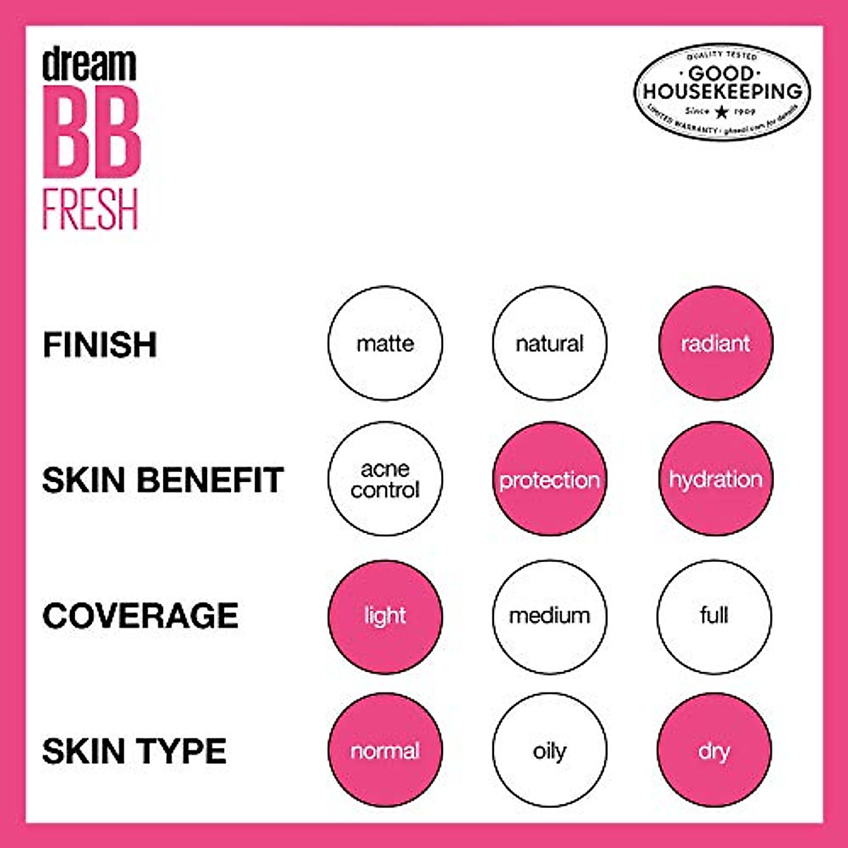Maybelline Dream Fresh Skin Hydrating BB Cream, 8-in-1 Skin Perfecting Beauty Balm With Broad Spectrum Spf 30, Sheer Tint Coverage, Oil-Free, Deep, 1 Fl Oz