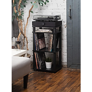 Andover Audio SpinStand Rack for Records and Audio Components - Metal-Reinforced, Holds 150 LPs, Optimum Height & Storage Space, Ideal for Turntables, Vinyl, Spinbase, and Hi-Fi Systems - Black