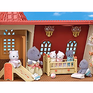Calico Critters Red Roof Tower Home, 3 Story Dollhouse Playset with Figure, Furniture and Accessories