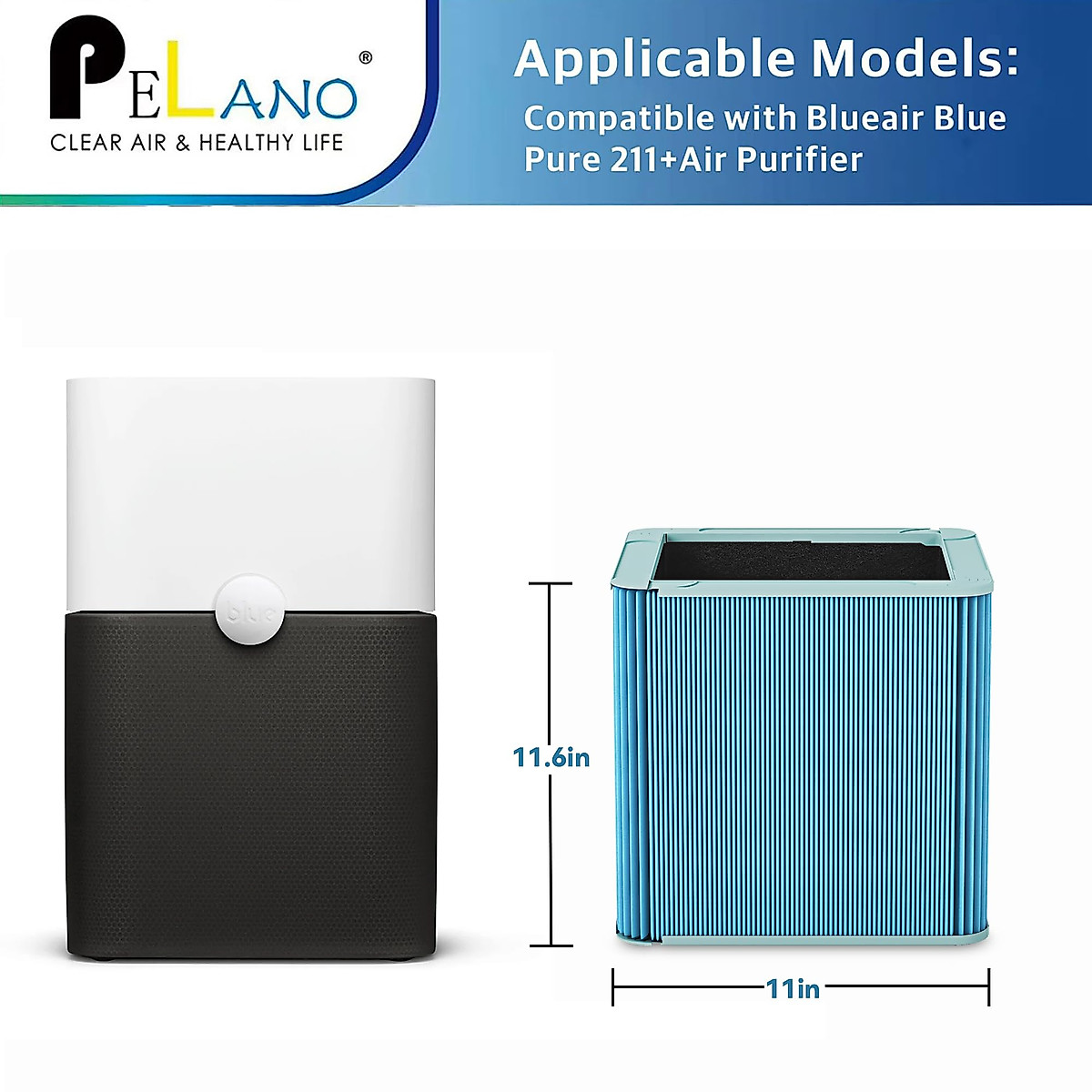 1 Pack 211+ Replacement Filter Compatible with Blueair Blue Pure 211+ Air Puri-fier, H13 True HEPA Filter, Foldable Particle and Activated Carbon Replacement Filter